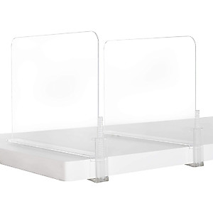 Richards Homewares Acrylic Shelf dividers 2 Pack- Closet Organizer and Storage for Purses, Sweaters, Clothes or Books - Clear Separators for Bedroom Kitchen Cabinets or Office Shelves