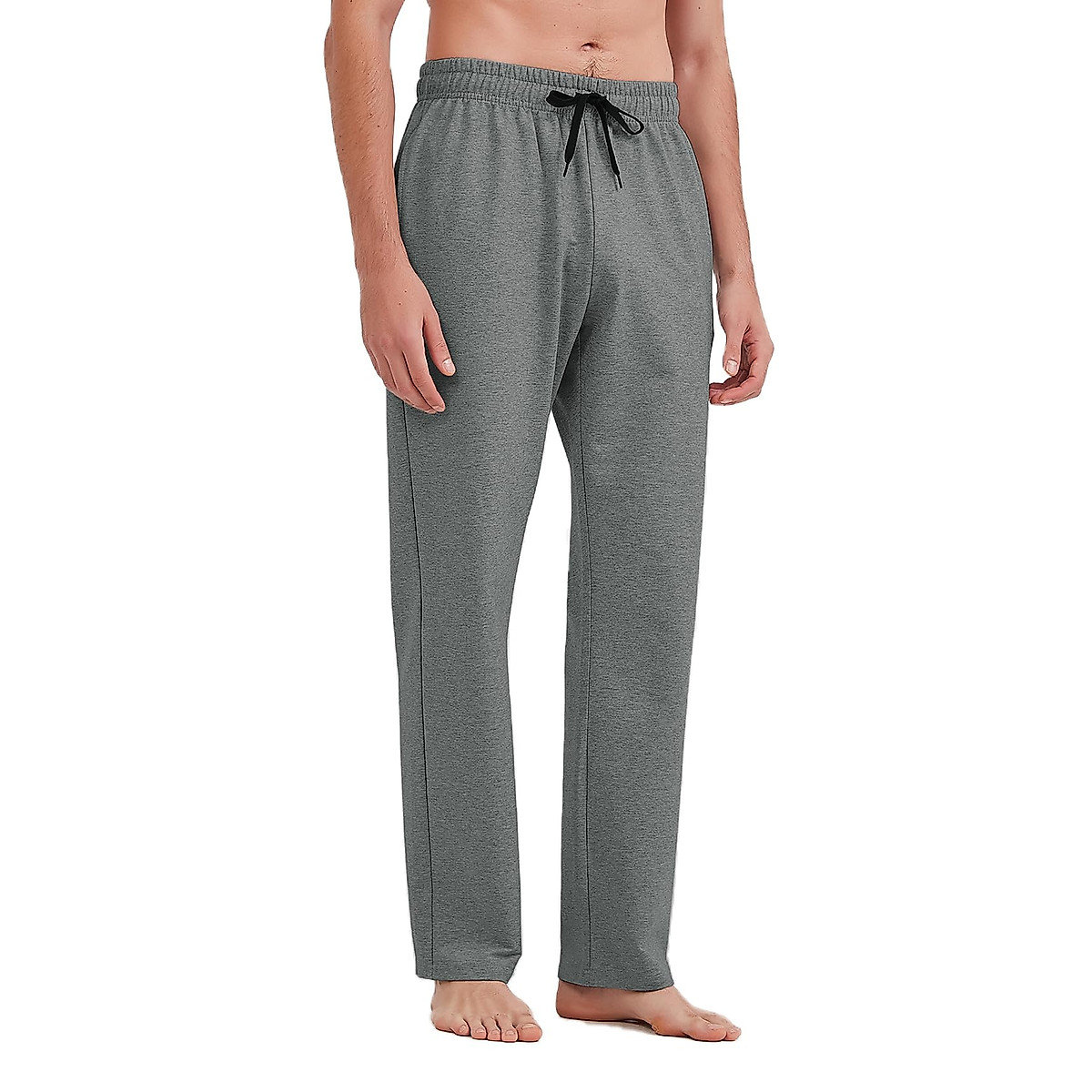 Idtswch 36 Inseam Mens Tall Sweatpants Open Bottom Joggers Casual Loose Fit Athletic Yoga Pants with Pockets Dark Gary