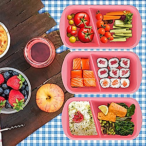 Landmore Meal Prep Containers 20 Pack 33oz 2 Compartment Food Storage Containers with Lids, Bento Box, BPA Free, Stackable/Reusable Lunch Boxes, Microwavable, Freezer and Dishwasher Safe Pink