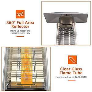 Vilobos Outdoor Patio Heater, Pyramid Standing Gas LP Propane Heater with Wheels 87 Inches Tall 42000 BTU for Commercial & Residential Courtyard (Black)