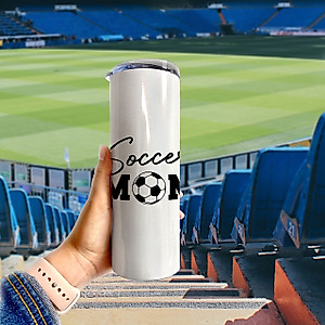 Soccer Mom – Personalize with Name & Number – One 20 oz Iridescent Stainless Steel Travel Tumbler with Straw – Double Wall Vacuum Insulation– Keep Beverages Cold For Up to 18 Hours or Hot for 6 Hours
