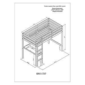 HomSof Twin Loft Bed with Built-in Desk,White