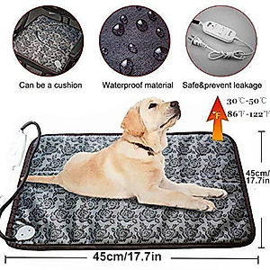 NUOPAIPLUS Winter Heating Pad, Adjustable Heating Pad for Dog Cat Puppy Power-Off Protection Pet Electric Warm Mat Bed Waterproof Bite-Resistant Wire (Size : 45x45cm)