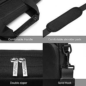 MOSISO 360 Protective Laptop Shoulder Bag Compatible with MacBook Air/Pro,13-13.3 inch Notebook,Compatible with MacBook Pro 14 inch 2021,Polyester Sleeve with 3 Front Pockets&Fix Handle&Belt,Black