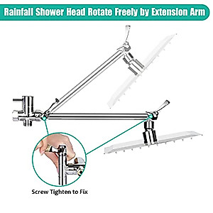 Shower Head with Handheld, 10'' High Pressure Rain Shower Head/10 Modes Handheld Shower Heads Power Wash Back with 11'' Extension Arm, Holder, 5ft Hose, Flow Regulator, Chrome, Height/Angle Adjustable