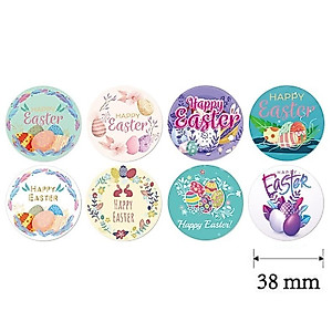 500 Pieces Easter Stickers Roll,1.5 Inch Rabbit Stickers Self Adhesive Easter Labels with 8 Styles for Candy Cookie Bags Gifts Boxes Wrap Cards Bottles Envelope Seals Party Decoration Supplies