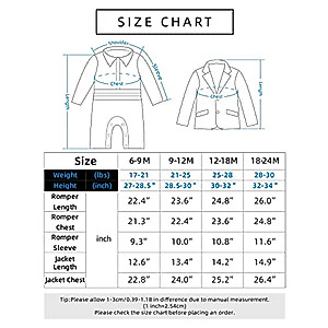 A&J DESIGN Baby Boys Gentleman Outfit Formal Suit Jumpsuit Tuxedo Romper Set 6-9 Months Black