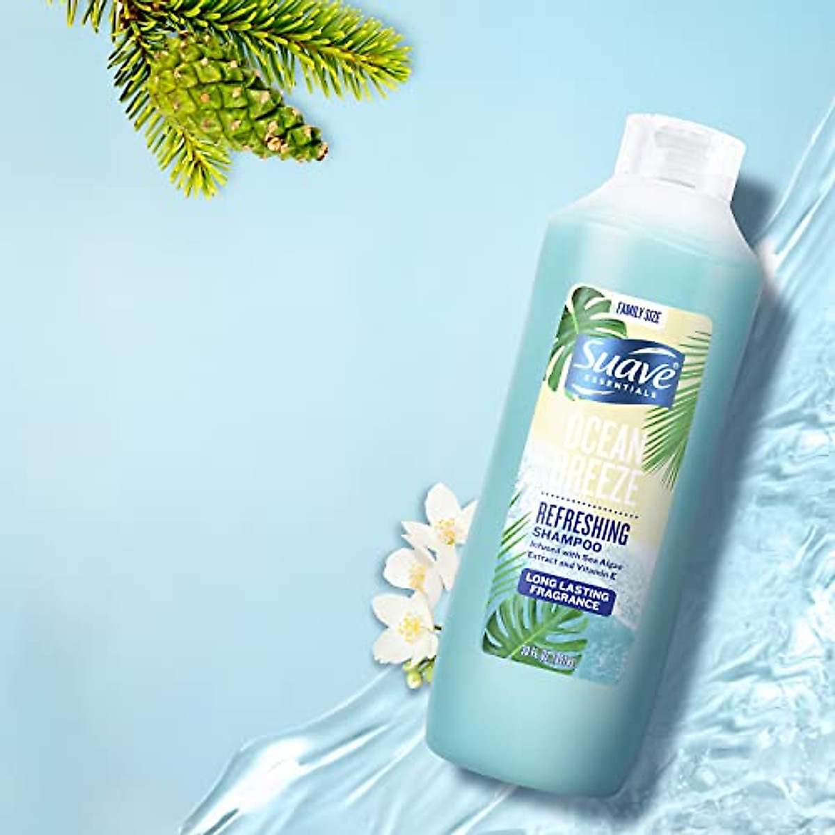 Suave Essentials Moisturizing Shampoo for Dry Hair Ocean Breeze with Sea Algae Extract and Vitamin E 30 oz, Pack of 6