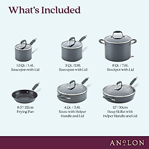Anolon Advanced Home Hard Anodized Nonstick Pots and Pans/Cookware Set, 11 Piece - Moonstone
