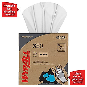 WypAll Power Clean X80 Heavy Duty Cloths (41048), Pop-Up Box, White, 80 Sheets / Box, 5 Boxes / Case, 400 Sheets / Case