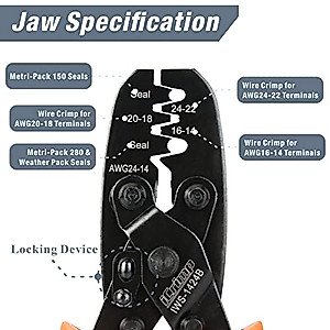 iCrimp Weather Pack Sealed Connector Crimping Tool - Wire Crimper for Delphi Metri-Pack 150, 280 & Weather-Pack Terminals AWG24-14