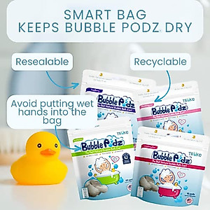 TruKid Bubble Podz Bubble Bath for Baby & Kids, Gentle Refreshing Bath Bomb for Sensitive Skin, pH Balance 7 for Eye Sensitivity, Natural Moisturizers and Ingredients, Lavender (10 Podz)