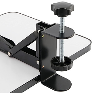 JAPCHET 20.5x9.8 Inches Ergonomics Desk Extender Tray, Clamp-on Keyboard Extension Platform, Keyboard Foldable Tray for Elbow Rest Desk Arm Support, Include Adjustable Clamps, Black, Table Mount