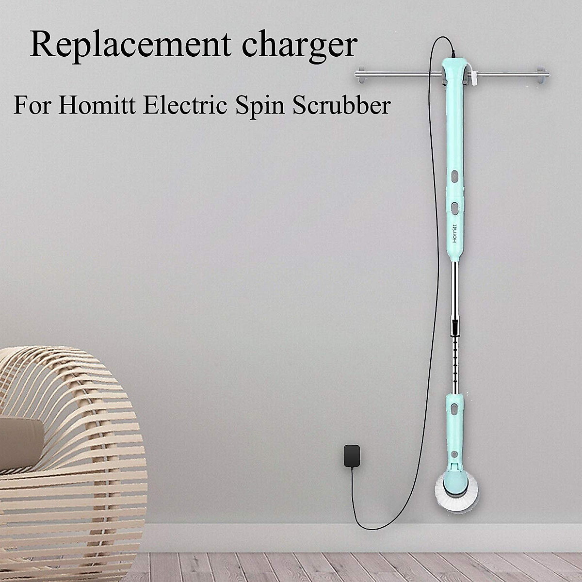 WUKUR Charger for Homitt Electric Spin Scrubber, AC Adapter for Homitt Scrubber HM115C, HM115CW, HM115CD,HM115CG HM204C and More, Replacement Homitt Charger 2 Prong Adapter