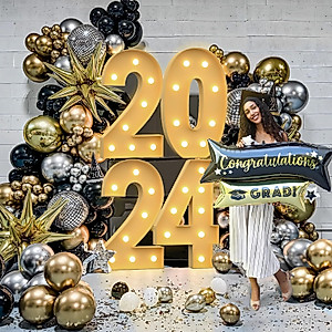 Tongjoy 3FT Light up Numbers 0, Marquee Numbers, Mosaic Numbers for Balloons, Pre-Cut Foam Board Kit for 30th 40th 50th Birthday Party Decor, Marquee Light up Letters, Kids' Mosaic Kits