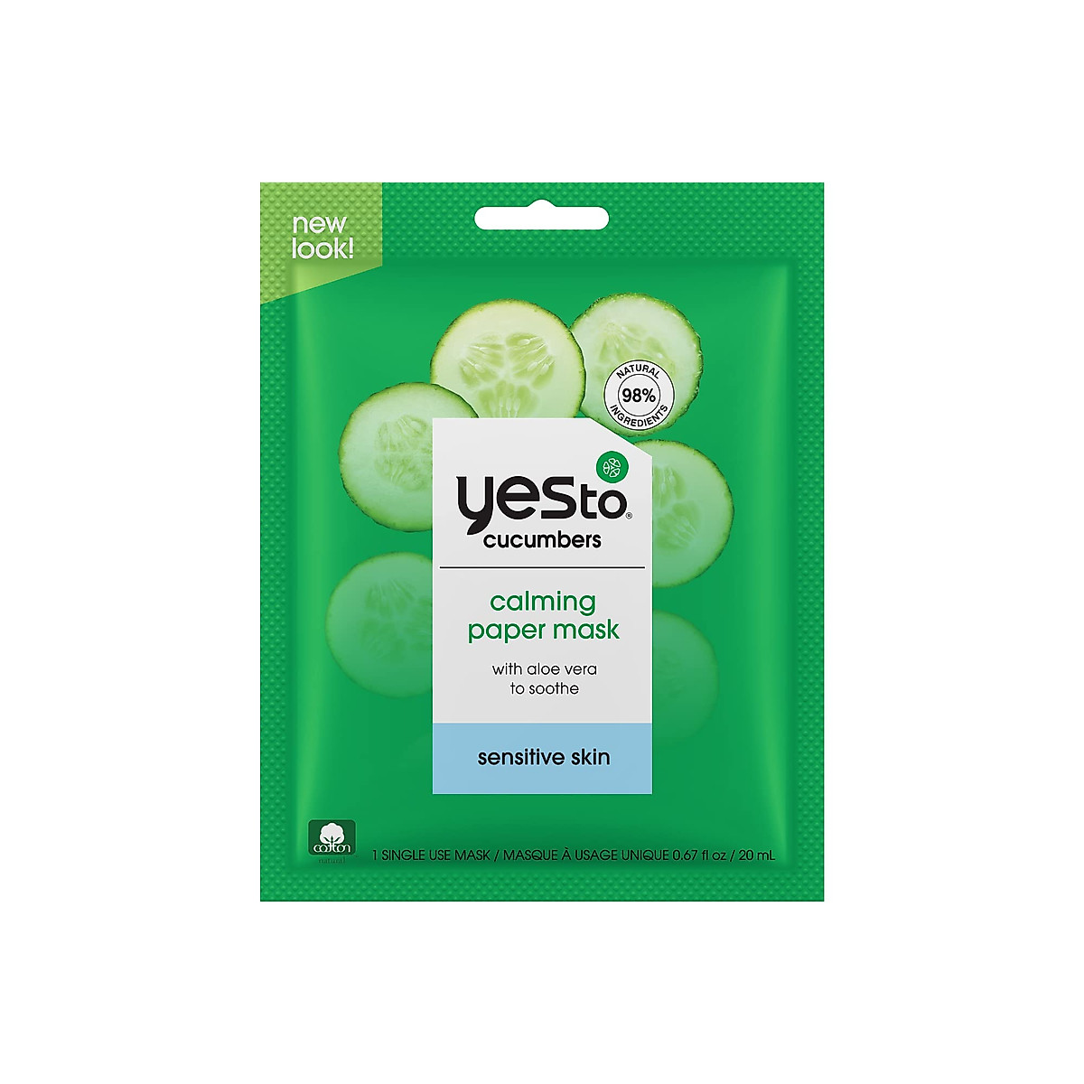 Yes To Cucumber Calming Peel Off Mask, Soothing Formula To Hydrate, Refresh, & Calm Sensitive Skin, Deep Hydration, With Aloe Vera & Antioxidant, Natural, Vegan & Cruelty Free