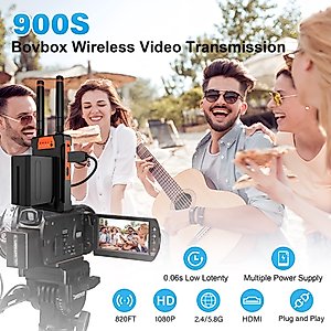 Wireless HDMI Transmitter and Receiver, 2.4G/5.8G 1080P Full HD Wireless HDMI Extender kit with HDMI Loop-Out 0.06S Low Latency 820FT Streaming form DSLR Camera stabilizer Laptop Netflix to TV/Monitor