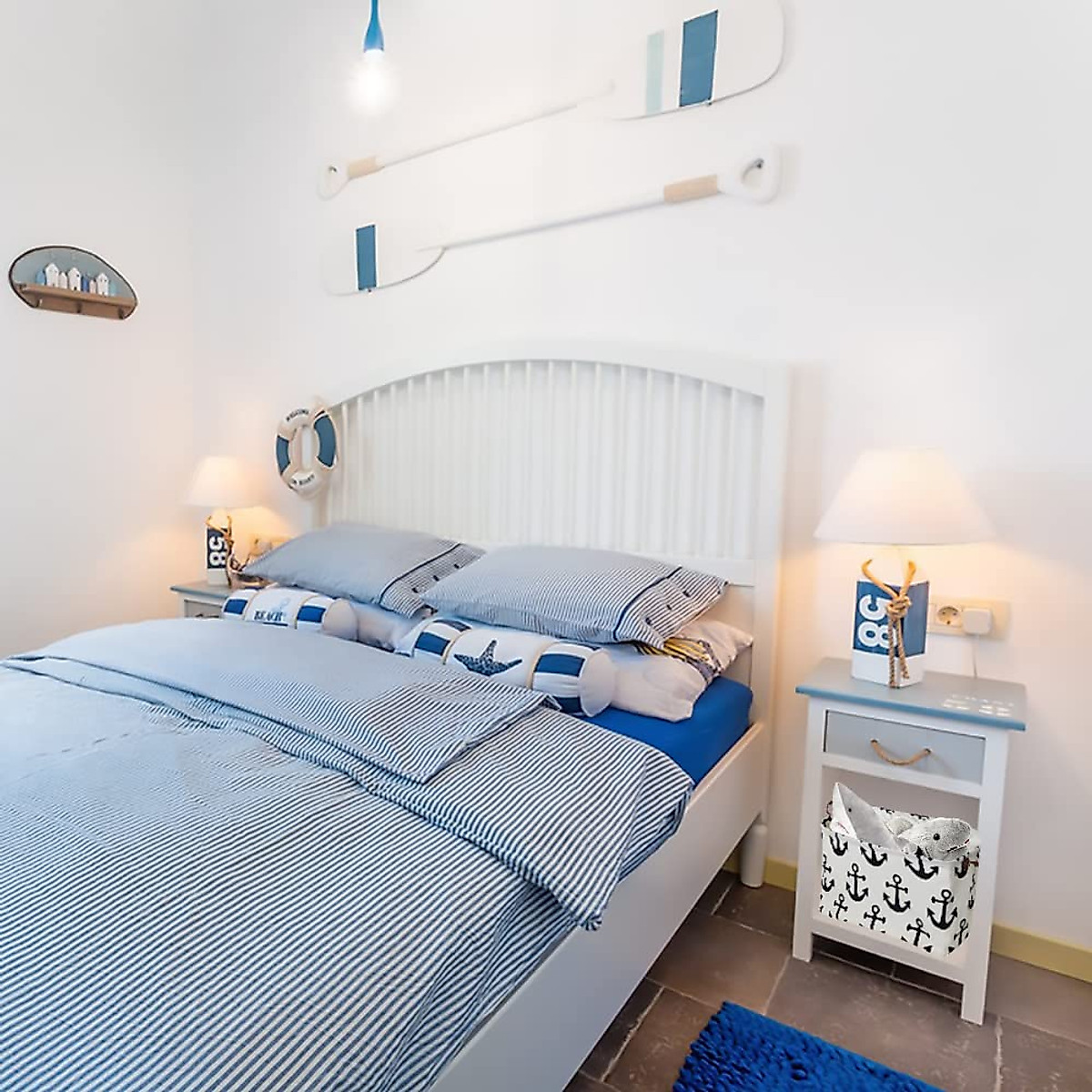 CLOCOR Rectangular Storage Basket,Collapsible Cute Pattern Storage Bin,Waterproof Coating Storage Box with Handles ,Gift Baskets,Toy Organizer,Shelf Basket (Anchor)