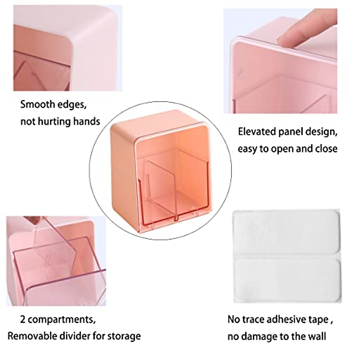 Qtip Holder Canisters Bathroom Cosmetic Makeup Pads Cotton Swabs Storage Organizer Container with 2 Grids, Bathroom Dresser Counter-top Office Desktop Storage Dispenser, Pink