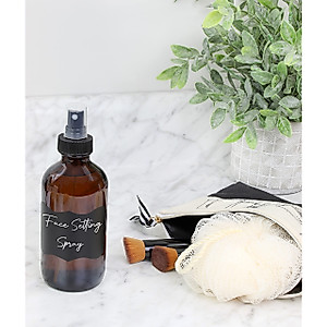 Cornucopia 8-Ounce Amber Glass Fine Mist Spray Bottles (4-Pack); Boston Round w/Atomizer Spritzers for Aromatherapy, Perfume, Cologne, DIY & More