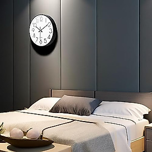 Yoiolclc Wall Clock Silent Non-Ticking Modern Round Wall Clocks Battery Operated for Kitchen, School, Office (10 Inch, Black)