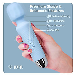 Ava Vibrator Wand Sex Toys [Clit Stimulator Vibrators] Vibrator for Woman | Sex Toy | 4+ Hr Battery | Gifts for Women | 20 Patterns & 8 Speeds of Pleasure | Quiet Adult Sex Toys -Standard - Blue
