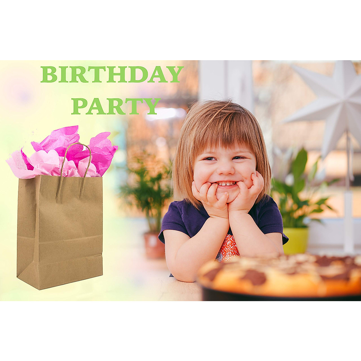 QUIDDITY WARE Paper Bags with Handles 100pcs-[8x4.5x10.5] Bulk. For Gift Bags, Wedding Bags, Party Bags, Shopping Bags, Kraft Bags, Retail Bags