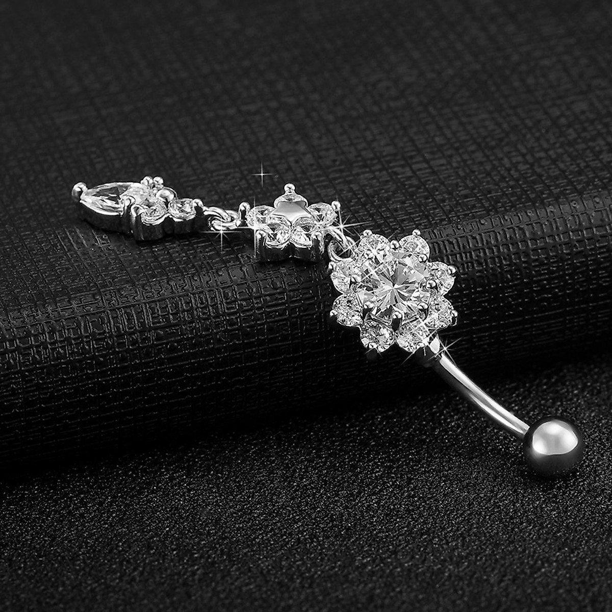 Gnoliew 14G Belly Button Rings Belly Flower Dangle Women Body Piercing Jewelry