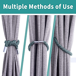 BGment Strong Magnetic Curtain Tiebacks Convenient Decorative Weave Rope Curtain Holdbacks for Home Office Window Draperies, 2 Pack, Teal