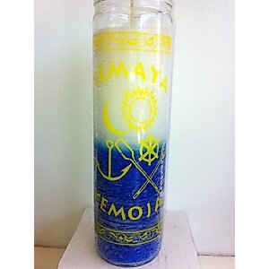 The Orisha Yemaya/Yemoja 7 Day 2 Color Unscented Candle in Glass