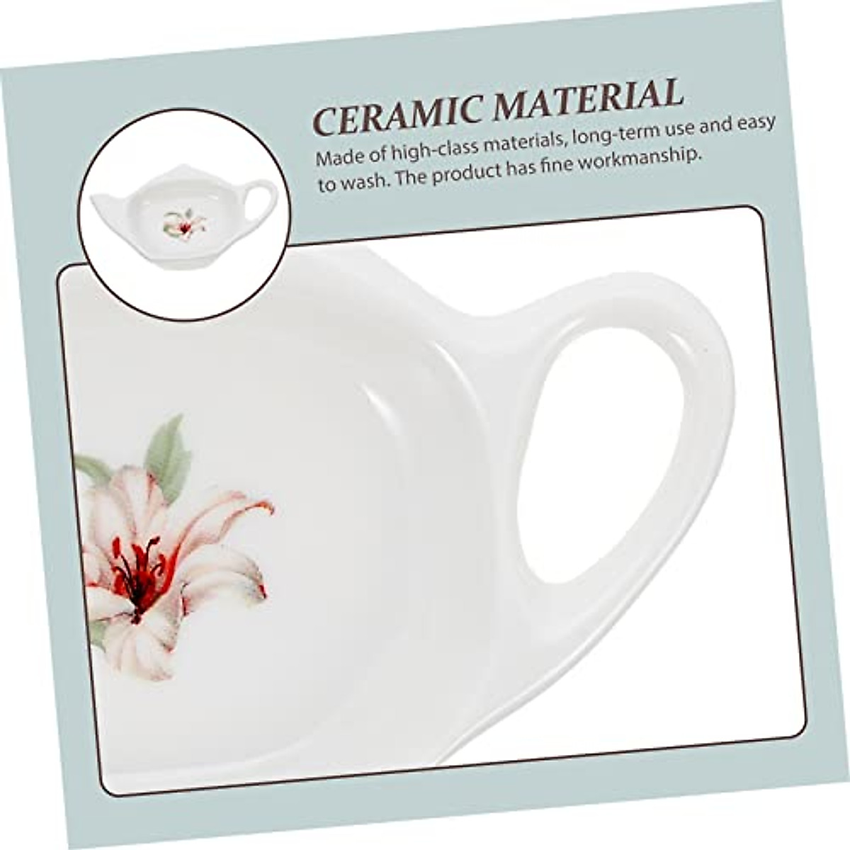 Healeved 2pcs Tea Bag Saucer China Tea Set Condiment Tray Platter Tray Ceramic Teabag Tray Tea Sachet Holder Porcelain Spoon Rest Tea Bag Holders Tea Coasters Trays Small Teabag Coasters