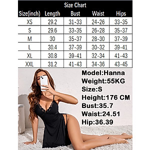 Avidlove Sexy Nightgowns for Women Lace Chemise Lingerie Full Slip Low Back Sleepwear Dress Black
