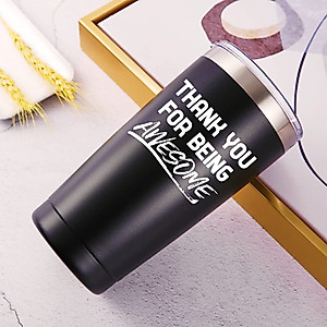 AMZUShome Thank You for Being Awesome Travel Mug Tumbler.Thank You Gifts,Inspirational Appreciation Graduation Christmas Birthday Gifts for Men Women Boss Coworker Friends(20oz Black)