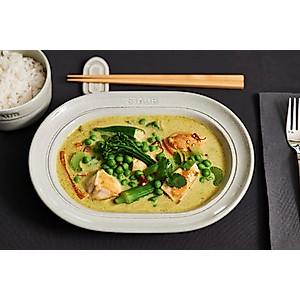 Staub 40508-030 Oval Plate, 9.8 inches (25 cm), Campane, Curry Dish, Oval, Ceramic, Ceramic, Microwave-Safe