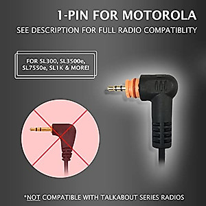 ProMax Power 1-Wire C-Shape Swivel Earpiece Headset with in-Line Mic & PTT Button for Motorola Two-Way Radios SL300, SL3500e, SL4000, SL7550e, SL7580, SL8550e, SL1K