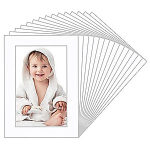 Abeillo 15 Pack White Pre-Cut 5x7 Picture Mat, Acid-Free, Frame Mattes for 4x6 Pictures Display Photo Frame Mat with Core Bevel Cut Mat Board Show Kit for Photos, Prints, Artworks