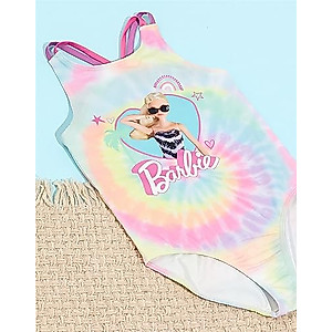 Barbie Swimsuit Girls Kids Doll Logo Tie Dye Swimming Costume 4-5 Years Pink