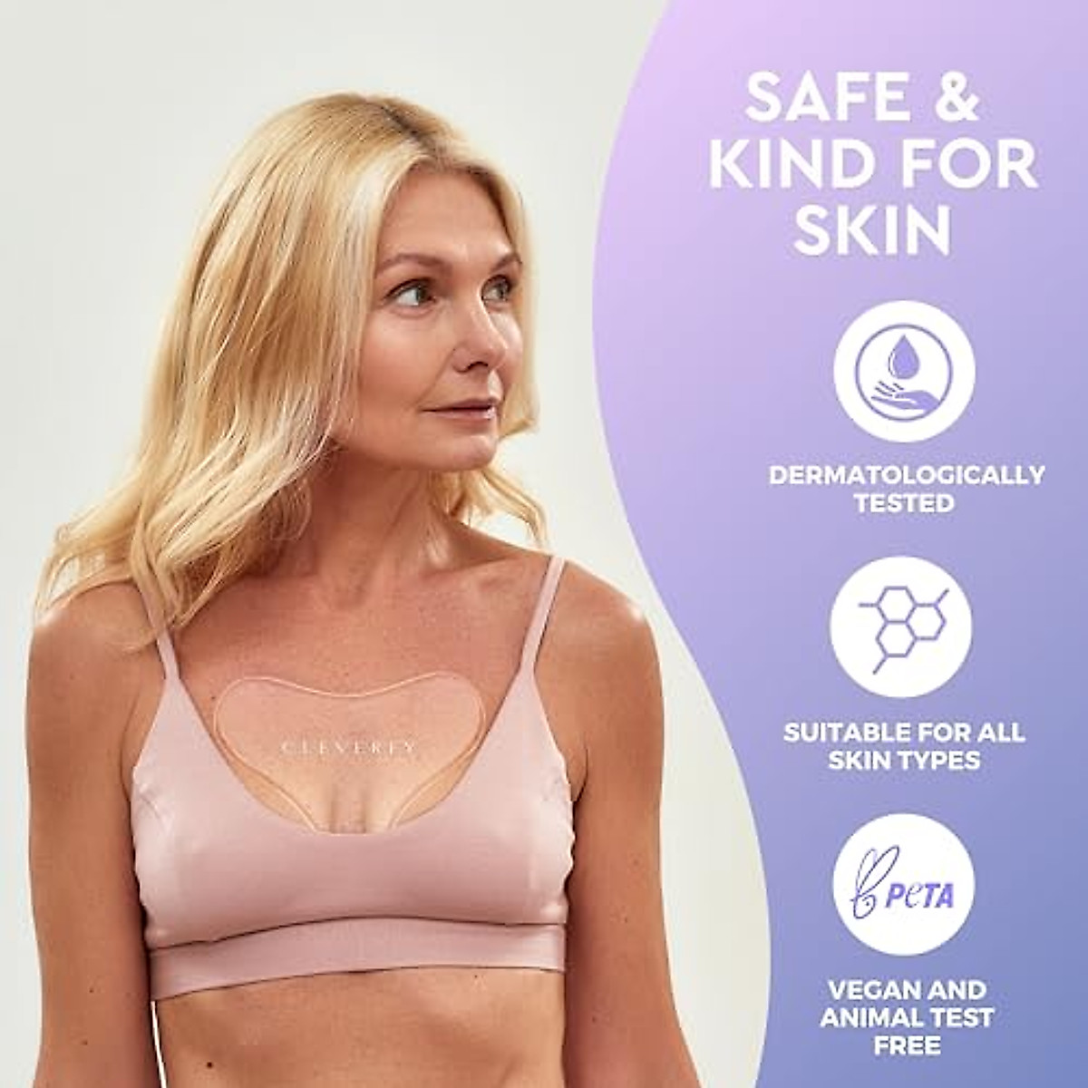 CLEVERFY Silicone Chest Wrinkle Pads Sleeping Reusable (3 Pack T-shape) - Decollete Anti Wrinkle Chest Pads - Silicone Patches for Wrinkles - Anti Wrinkle Patches for Chest Wrinkle Prevention