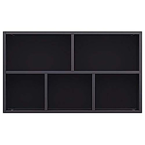 WIFESE Bookshelf Book Cabinet 19.7"x9.8"x31.5" Cubby Storage Organizer Record Player Stand Bookcase with Doors Bookshelf with Cabinet Storage Shelf for Living Room Small Cabinet Gray