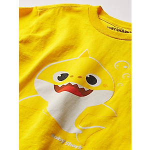 Nickelodeon baby boys Shark Big Face Toddler Short Sleeve T-shirt T Shirt, Yellow, 3 US