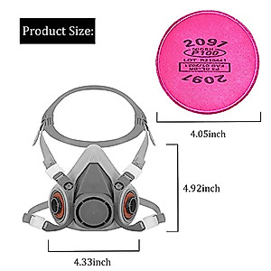 TANGS Reusable Half Facepc Cover, Respirаtor 6200 with 4 PCS 2091 Filter, Used for Painting, Dust, Welding, Metal Cutting and Other Work Protection