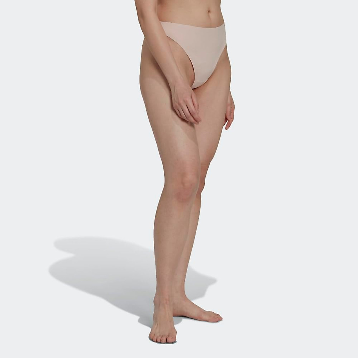 Adidas Women's Micro Flex Thong Panty Underwear, Peach Whip/White, X-Large