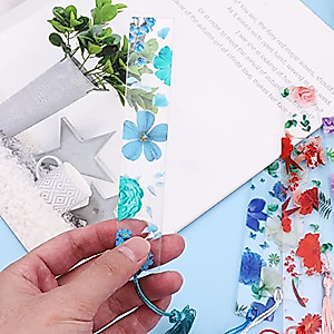 8 Sets Flower Acrylic Bookmarks Transparent Acrylic Bookmarks Cute Floral Bookmarks with Colorful Tassels for Women Teacher Kids Book Lovers