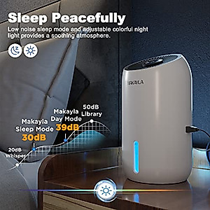Dehumidifier, Makayla Dehumidifiers for Room 56oz(1650ml), 2 Working Modes/Auto Shut-off, Dual-Semiconductor Quiet Small Dehumidifiers for Home(550sq ft),Bedroom,Basement,Bathroom,Kitchen,RV