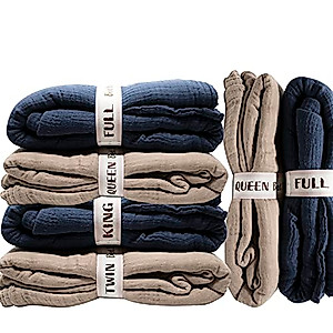 ECOHomes Bed Sheet Organizer and Storage Label Bands | Sheets Set Organizers for Linen Closet - Elastic Bedding Sheet Keepers Straps for Foldable Bedsheet, Pillow Case, Duvet (King 4PCs Pack | Cream)
