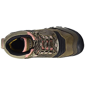 KEEN Women's Ridge Flex Mid Height Waterproof Hiking Boot, Timberwolf/Brick Dust, 7.5