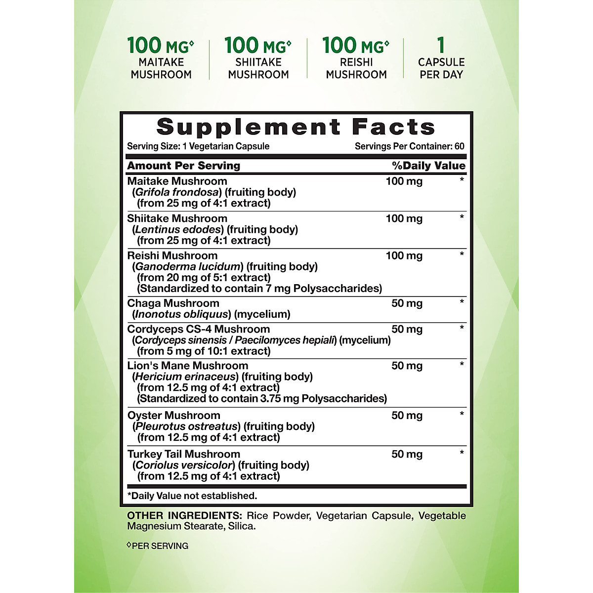 Nature's Truth Mushroom Complex Capsules | 60 Count | Full Spectrum Complex of Super 8 Mushrooms | Non-GMO, Gluten Free Supplement