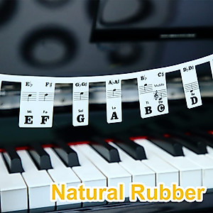 Piano Keyboard Stickers, 88 Full-Size Piano Rake Key Labels Overlay Removable for Beginners Kids (Black White)