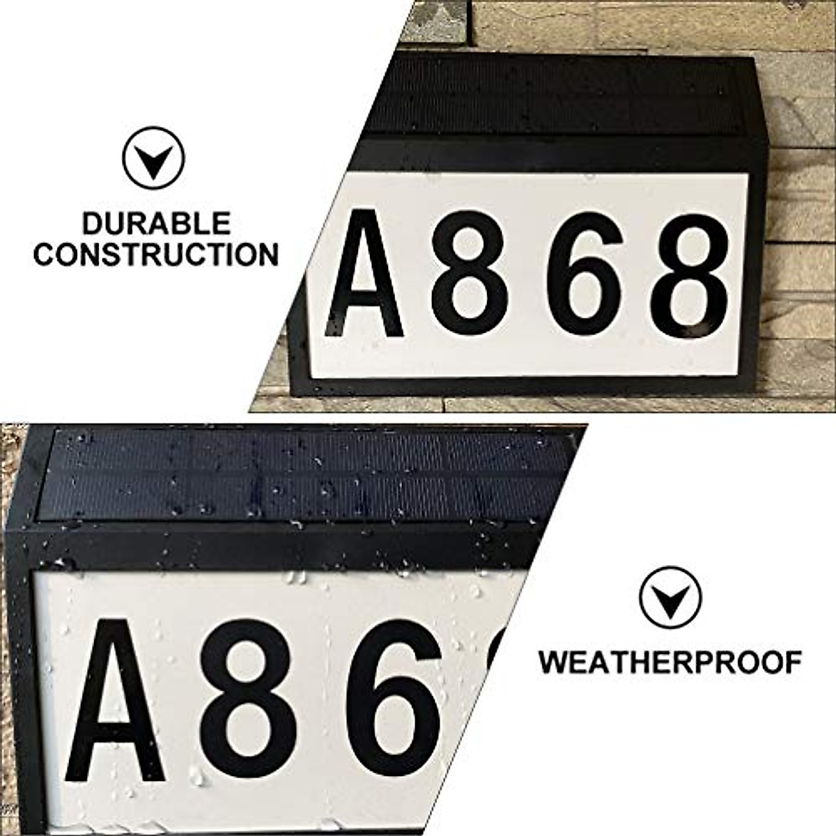 OSALADI Solar Lights Outdoor Metal Sign House Numbers Solar Powered Address Sign Set Lighted Address Sign Lamp for Home Street Garden Doorplate Black Outdoor Sign Outside Solar Lights
