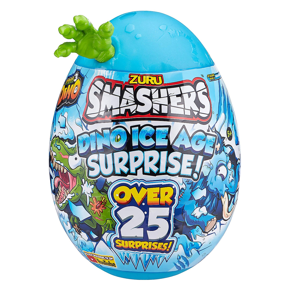 Smashers Dino Ice Age Mammoth Series 3 by ZURU Surprise Egg with Over 25 Surprises! - Slime, Dinosaur Toy, Collectibles, Toys for Boys and Kids, Blue